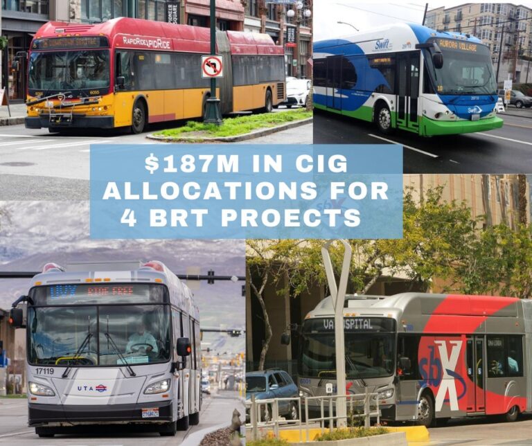 $187 Million in Federal Funding Allocations for Four BRT Projects